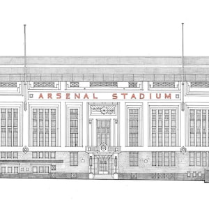Arsenal Highbury Stadium East Stand Drawing | High Quality Print ...