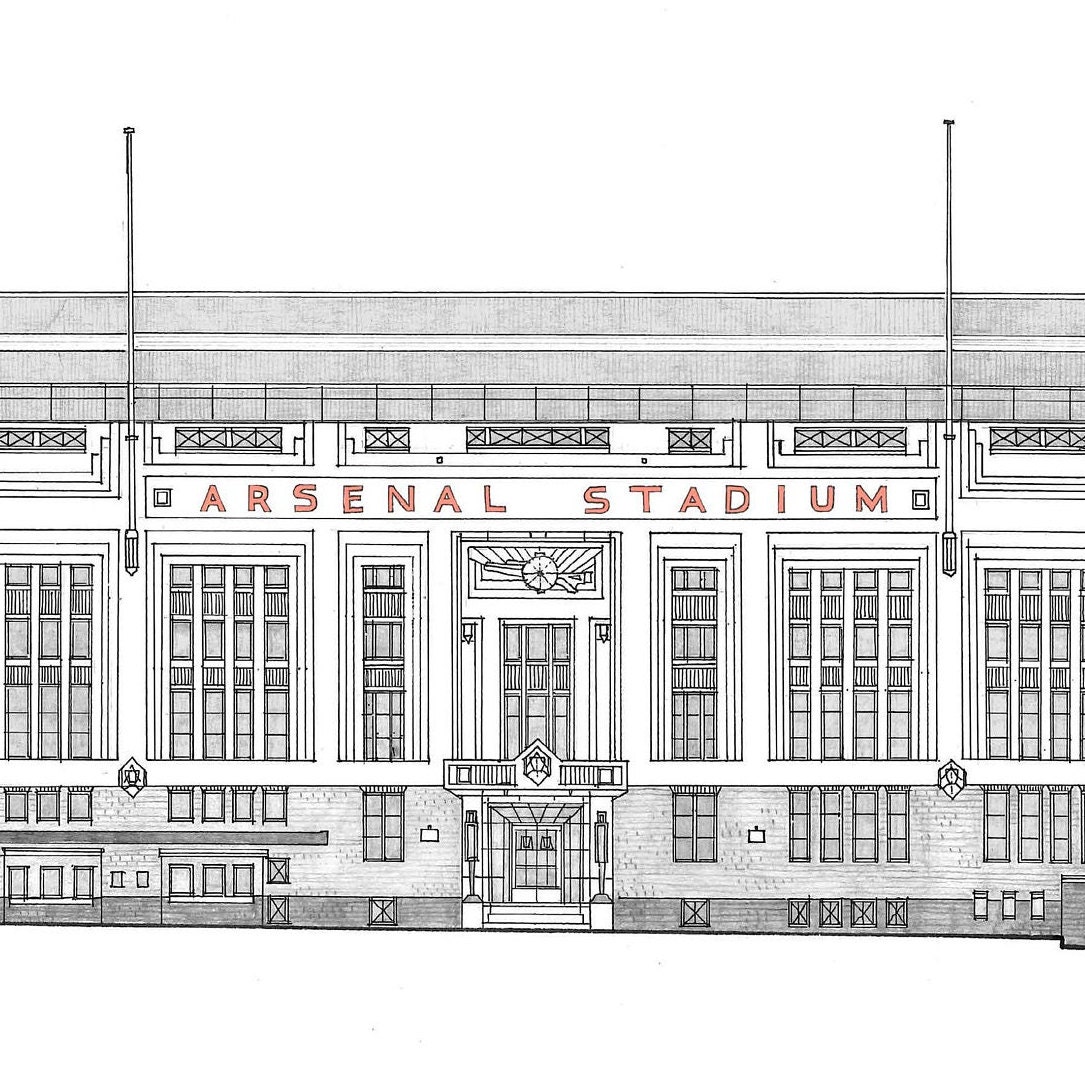 Arsenal Highbury Stadium East Stand Drawing | High Quality Print ...