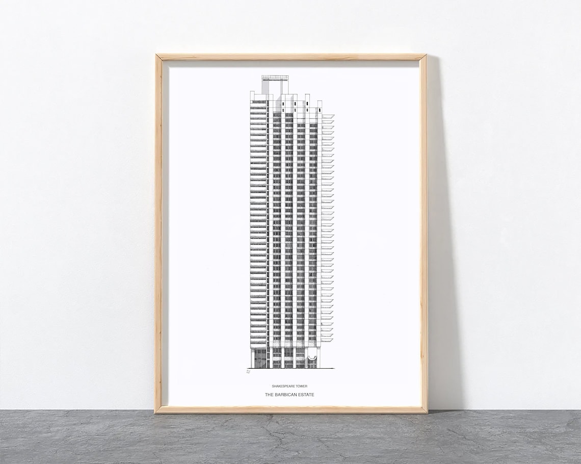 Barbican Estate Shakespeare Tower Drawing | High Quality Print ...