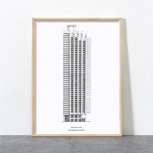 Barbican Estate Shakespeare Tower Drawing | High Quality Print ...