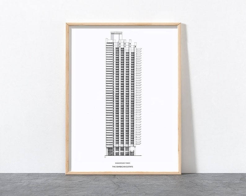 Barbican Estate Shakespeare Tower Drawing | High Quality Print ...