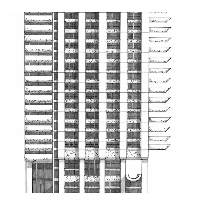 Barbican Estate Shakespeare Tower Drawing | High Quality Print ...