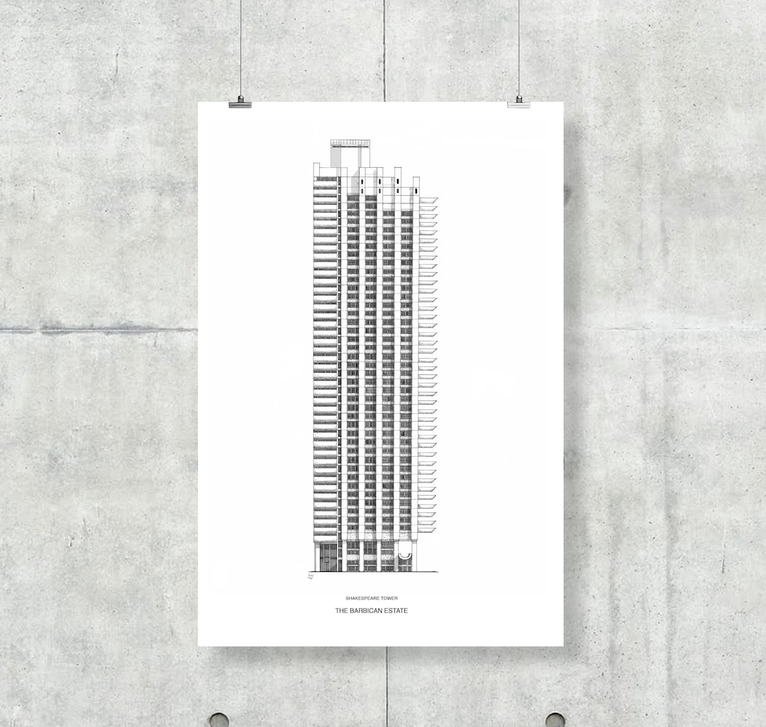 Barbican Estate Shakespeare Tower Drawing | High Quality Print ...