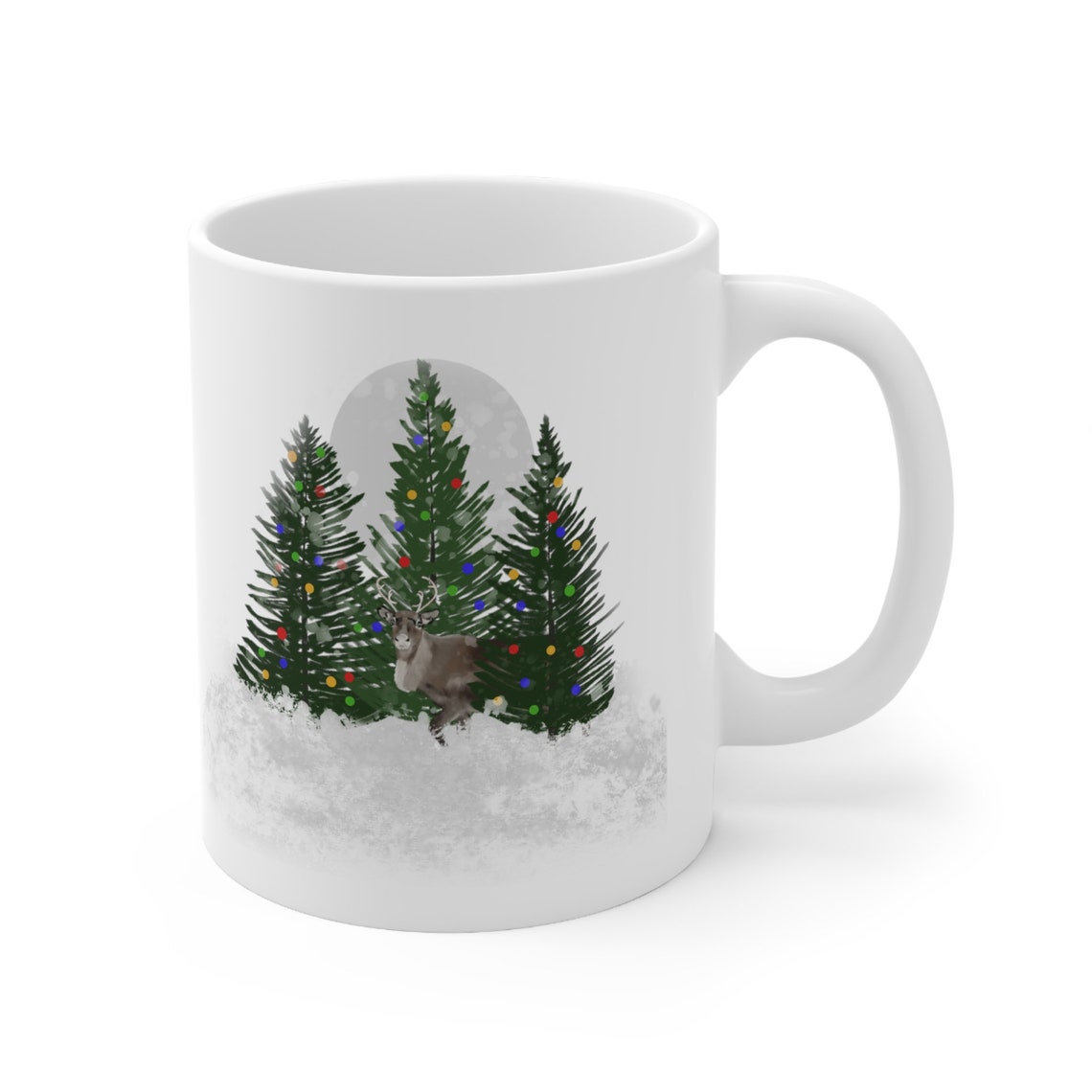 Reindeer in the Moonlit Pines Christmas Mug - Etsy