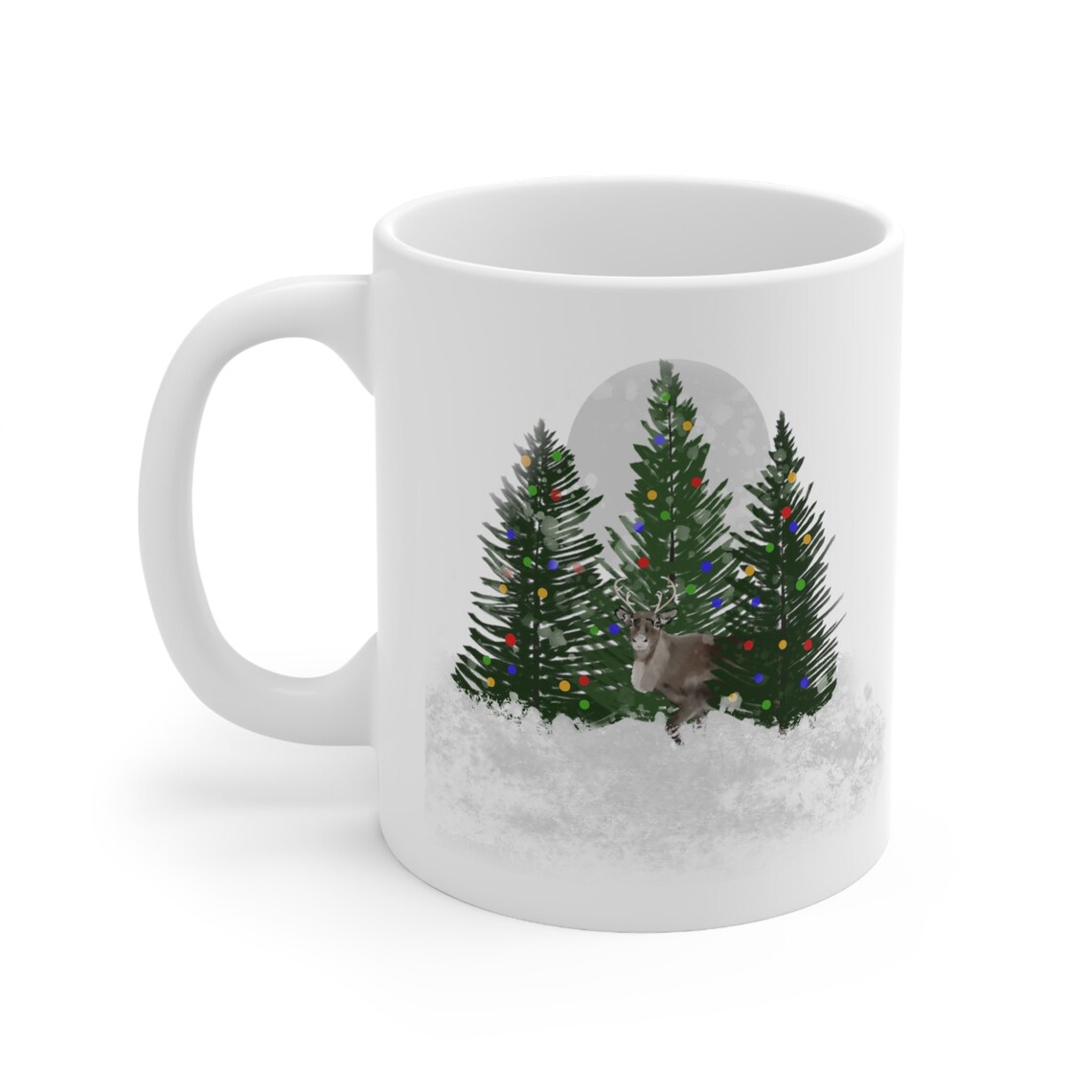 Reindeer in the Moonlit Pines Christmas Mug - Etsy