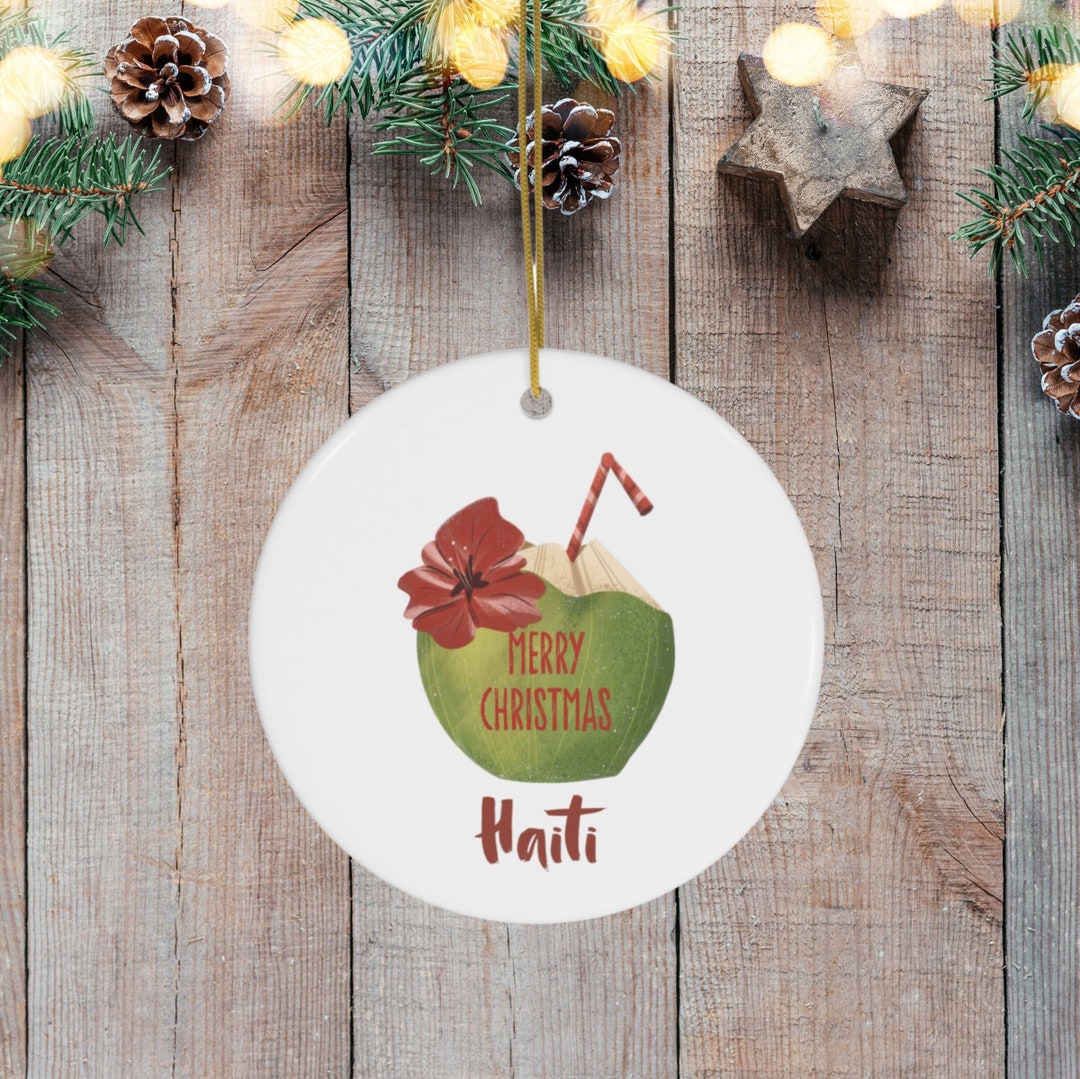 Cute Coconut Christmas Ornament, Holiday Tropical Ornament, Coconut ...