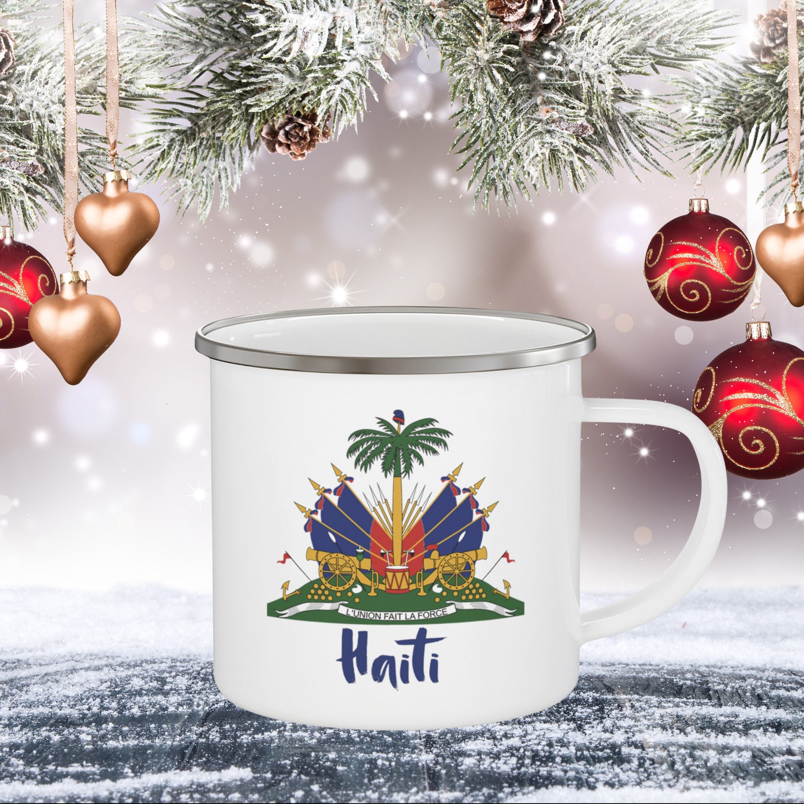 Haitian Flag Enamel Mug, Haitian Culture, Haitian Flag Camping Mug ...