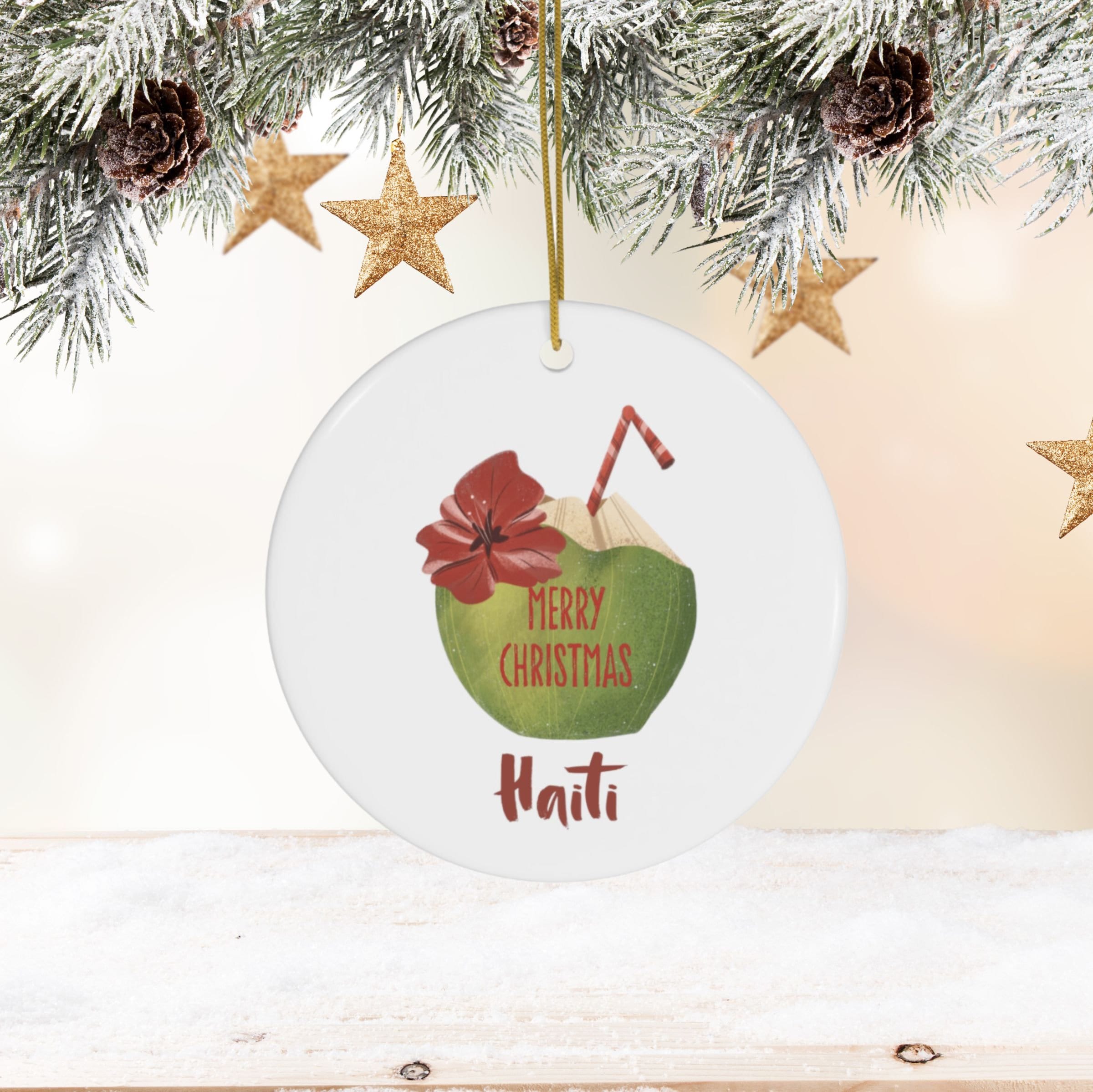 Cute Coconut Christmas Ornament, Holiday Tropical Ornament, Coconut ...