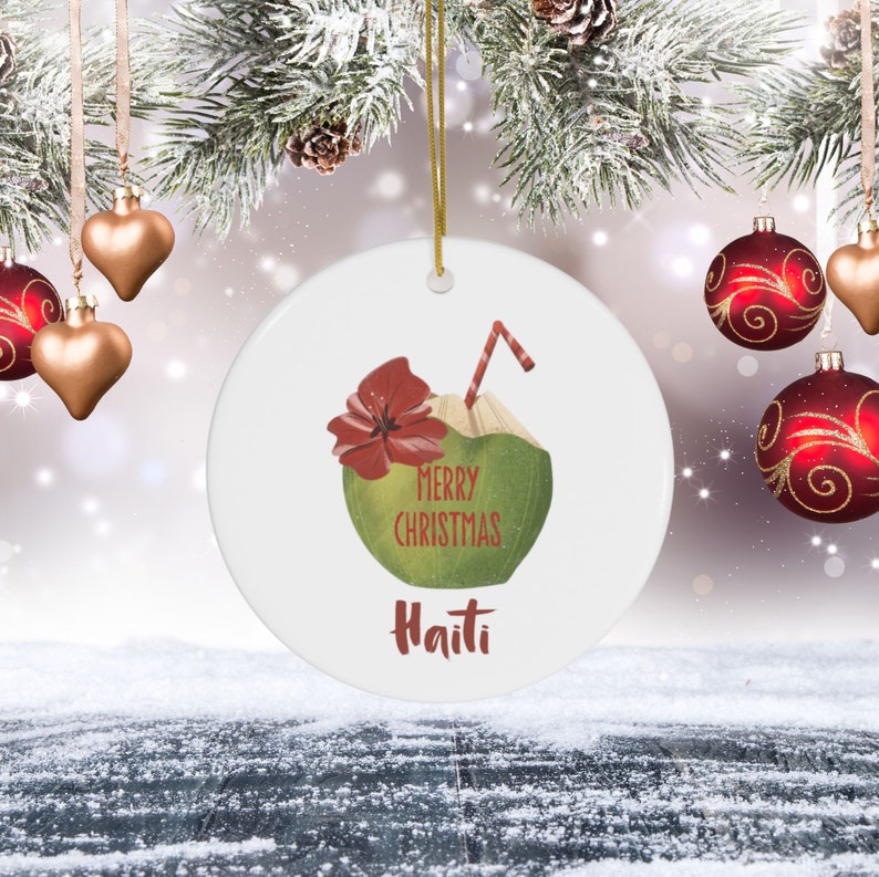 Cute Coconut Christmas Ornament, Holiday Tropical Ornament, Coconut ...