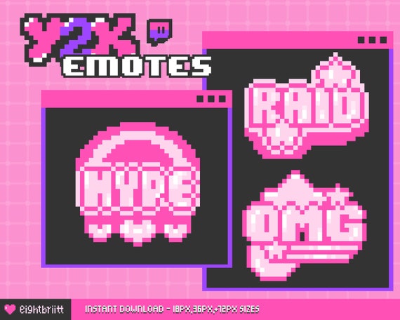 Twitch Y2K Emotes / Pixel 2000s Aesthetic Emoji / 8-bit Pink | Etsy