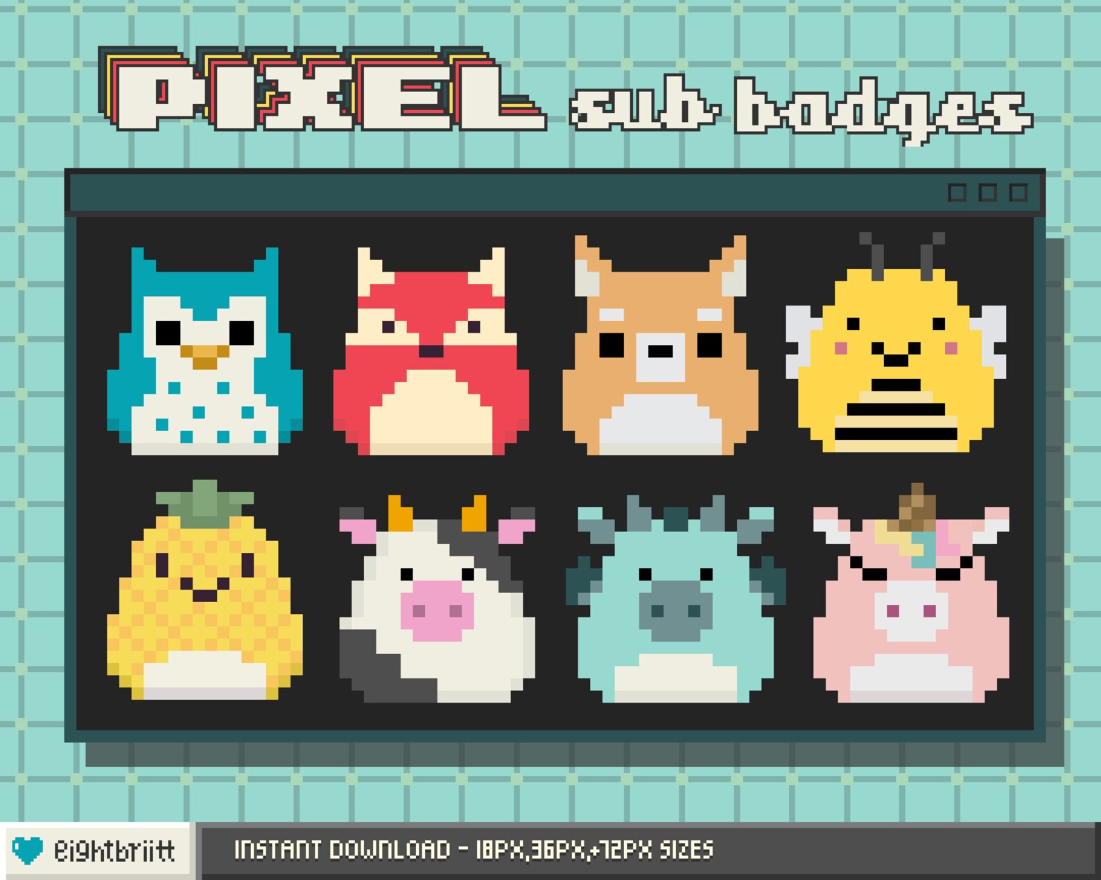 Twitch Sub Bit Badges / Pixel Squishmallows / 8-bit Badges / Twitch ...