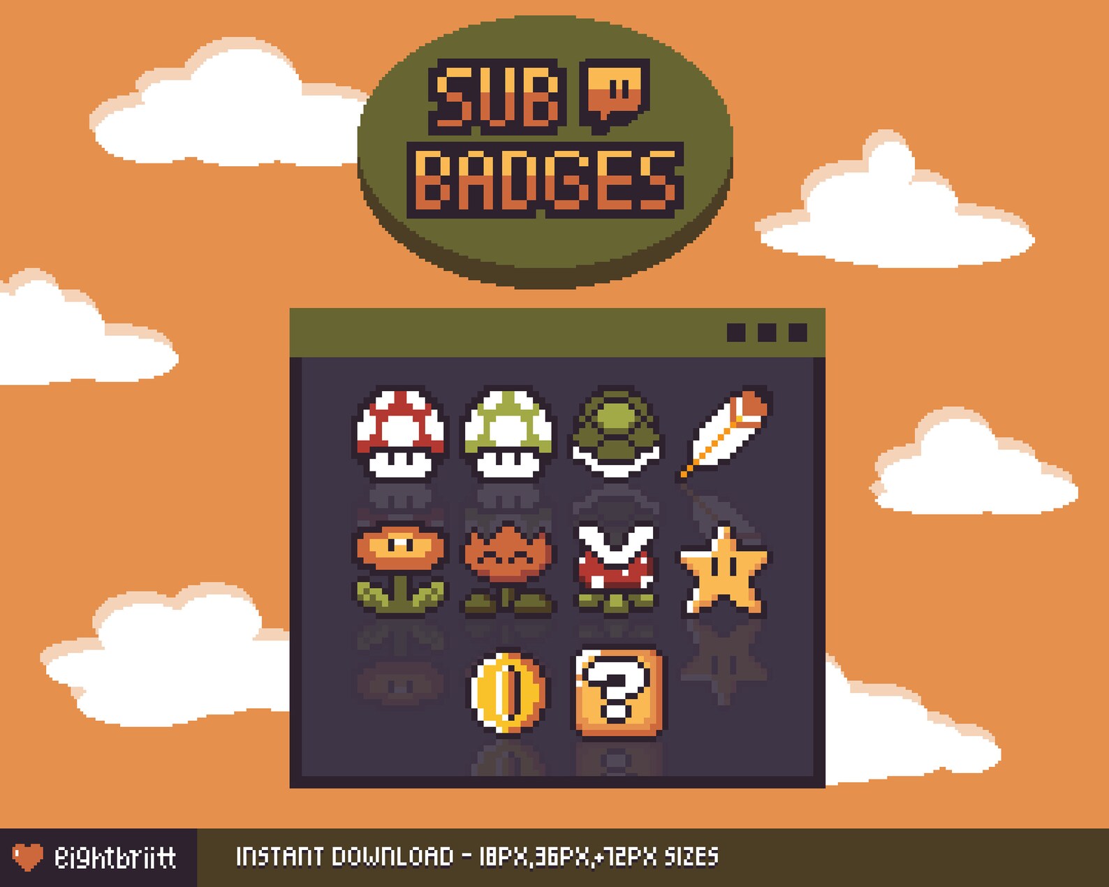 Twitch Sub Bit Badges / Pixel 8-bit Badges / Cute Gamer Badge - Etsy