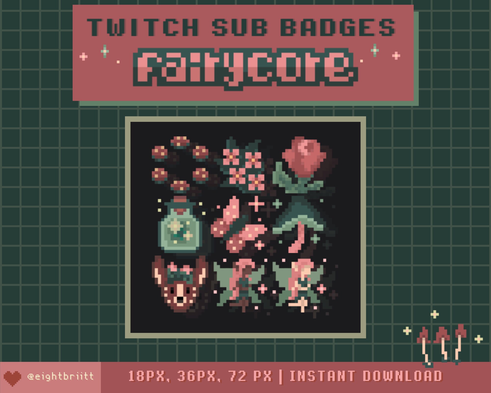 Twitch Sub Bit Badges / Pixel Fairycore / 8-bit Badges / | Etsy UK