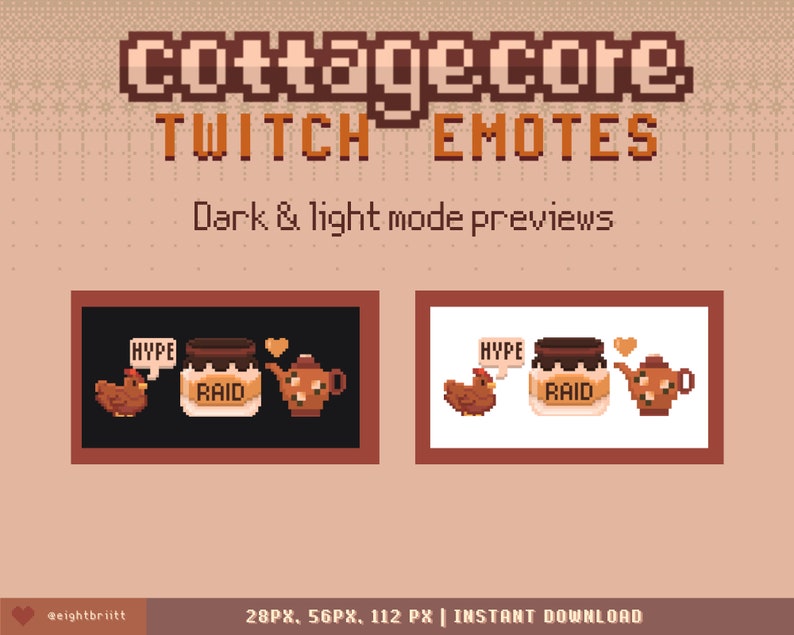 Twitch Cottagecore Emotes / Pixel Aesthetic Emoji / 8-bit Cute Badges ...