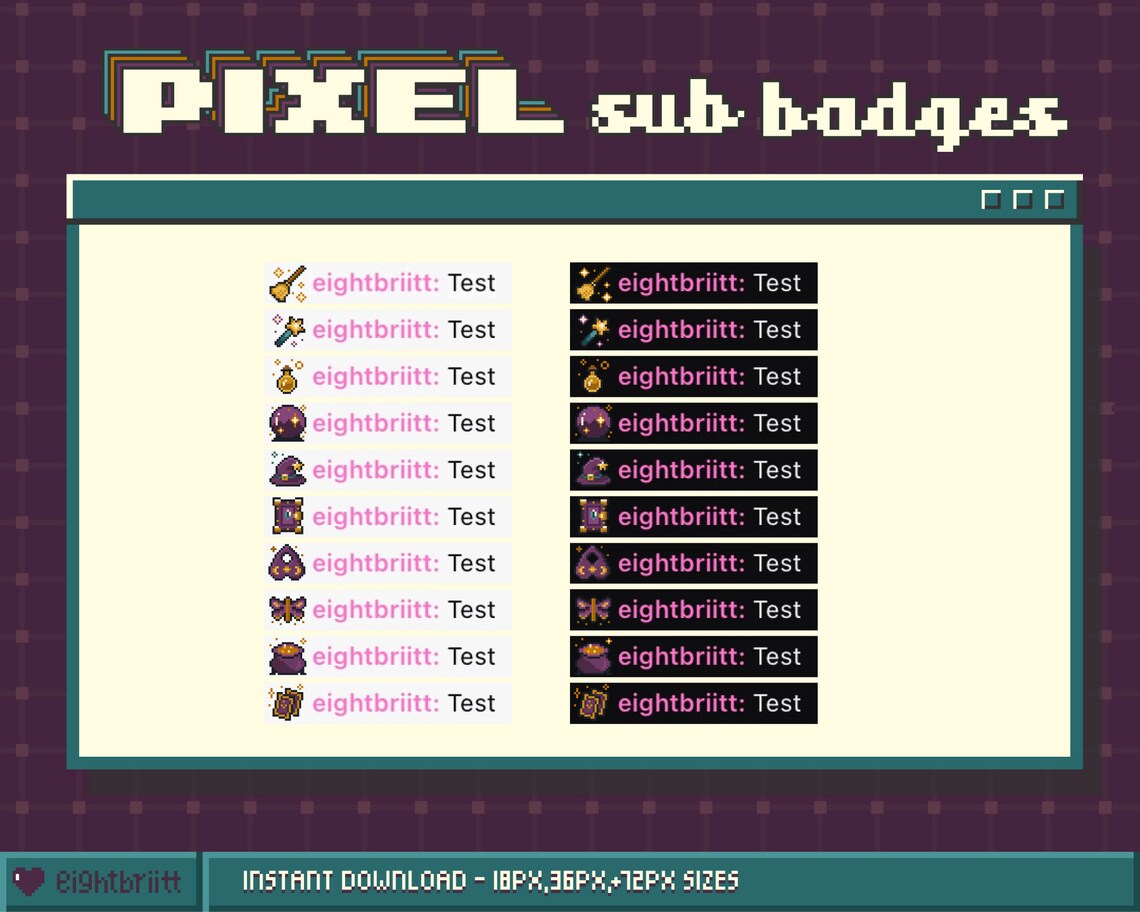 Twitch Sub Bit Badges / Pixel Witch / 8-bit Badges / Twitch Witchy ...