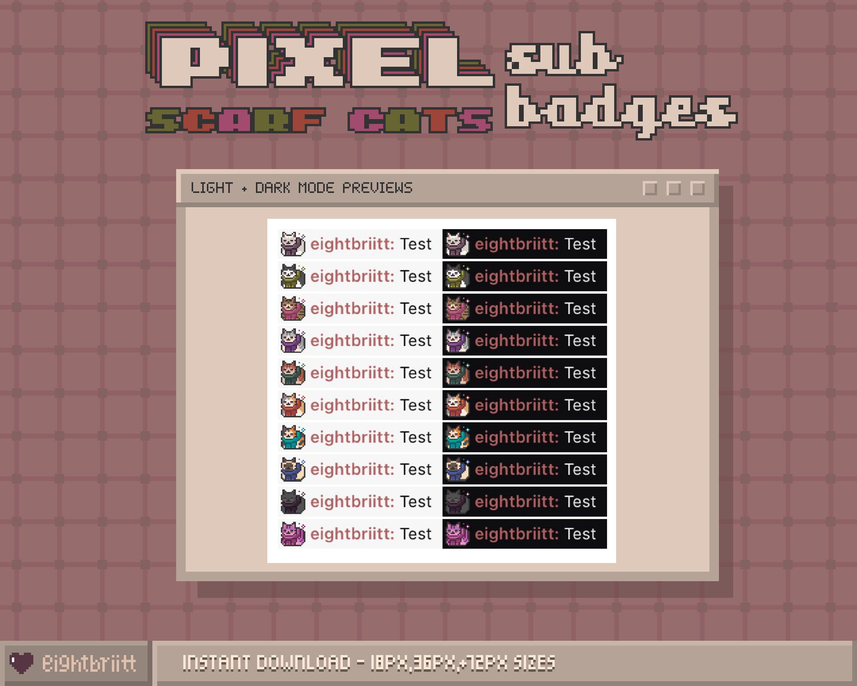 Twitch Cat Sub Bit Badges / Pixel Cats / 8-bit Badges / Twitch Cute ...
