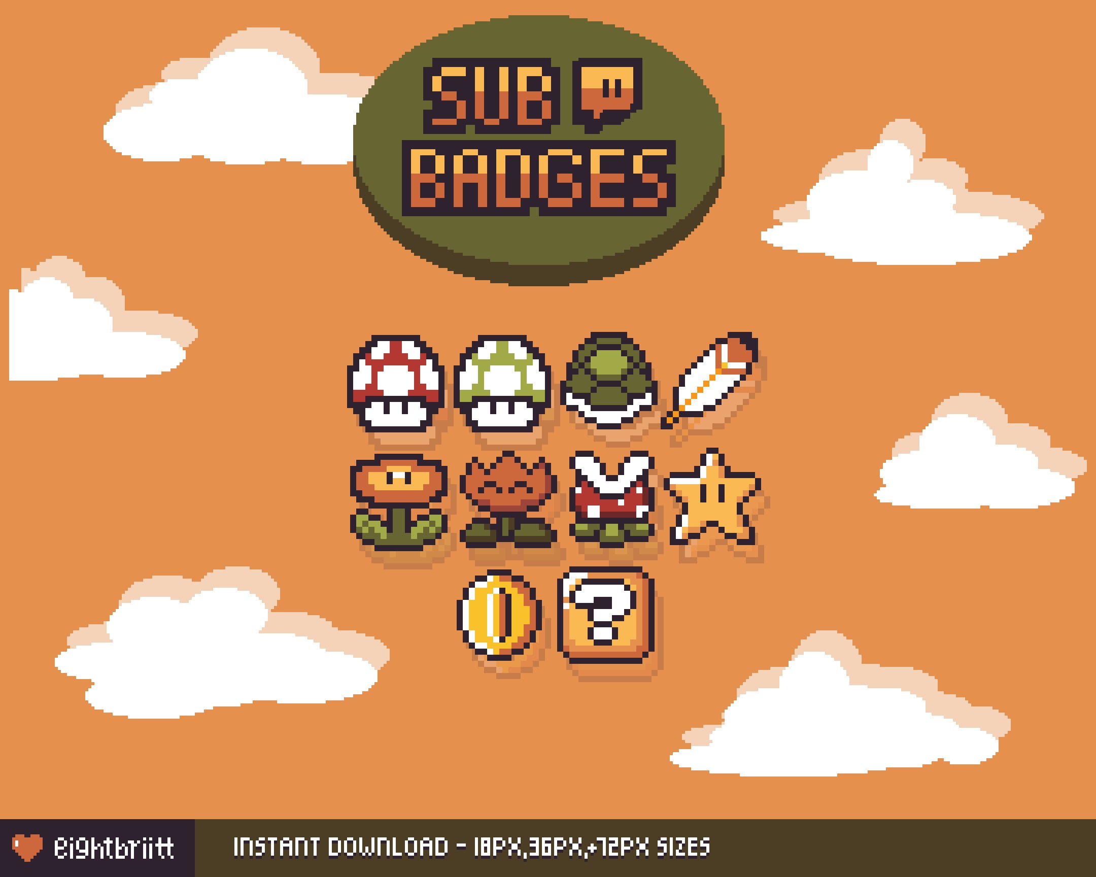 Twitch Sub Bit Badges / Pixel 8-bit Badges / Cute Gamer Badge | Etsy UK