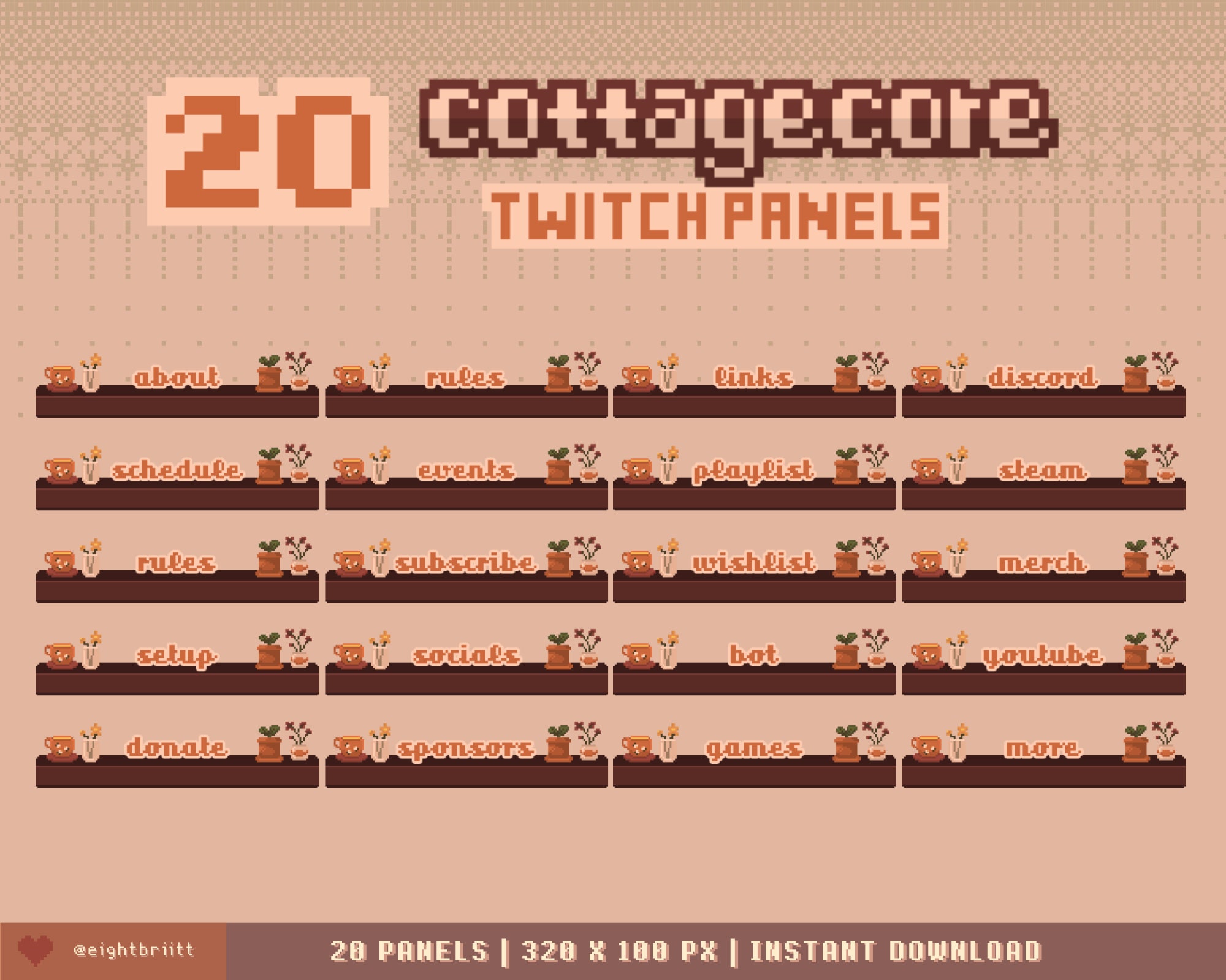 20 Cottagecore Twitch Panels / Pixel Farm Aesthetic / 8-bit Soft - Etsy