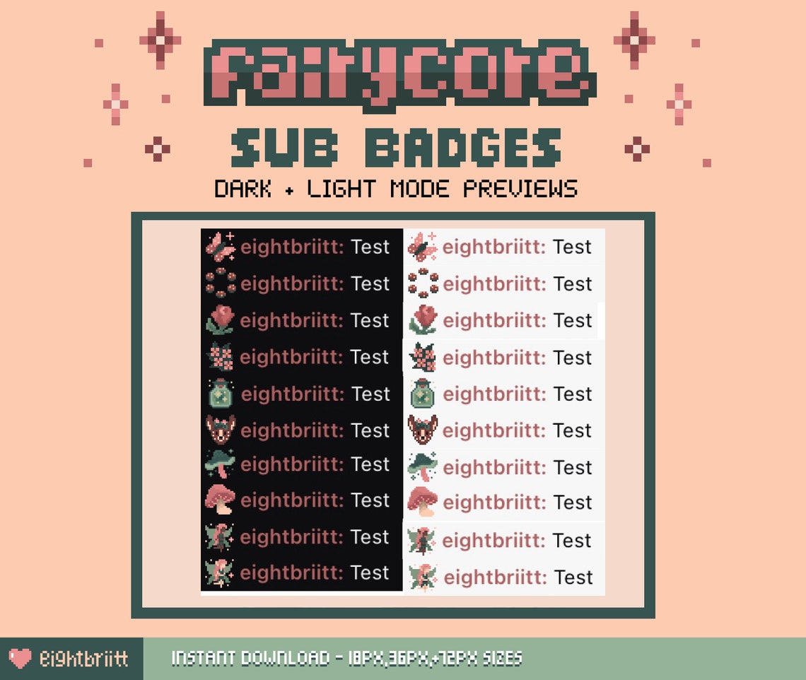 Twitch Sub Bit Badges / Pixel Fairycore / 8-bit Badges / Twitch ...
