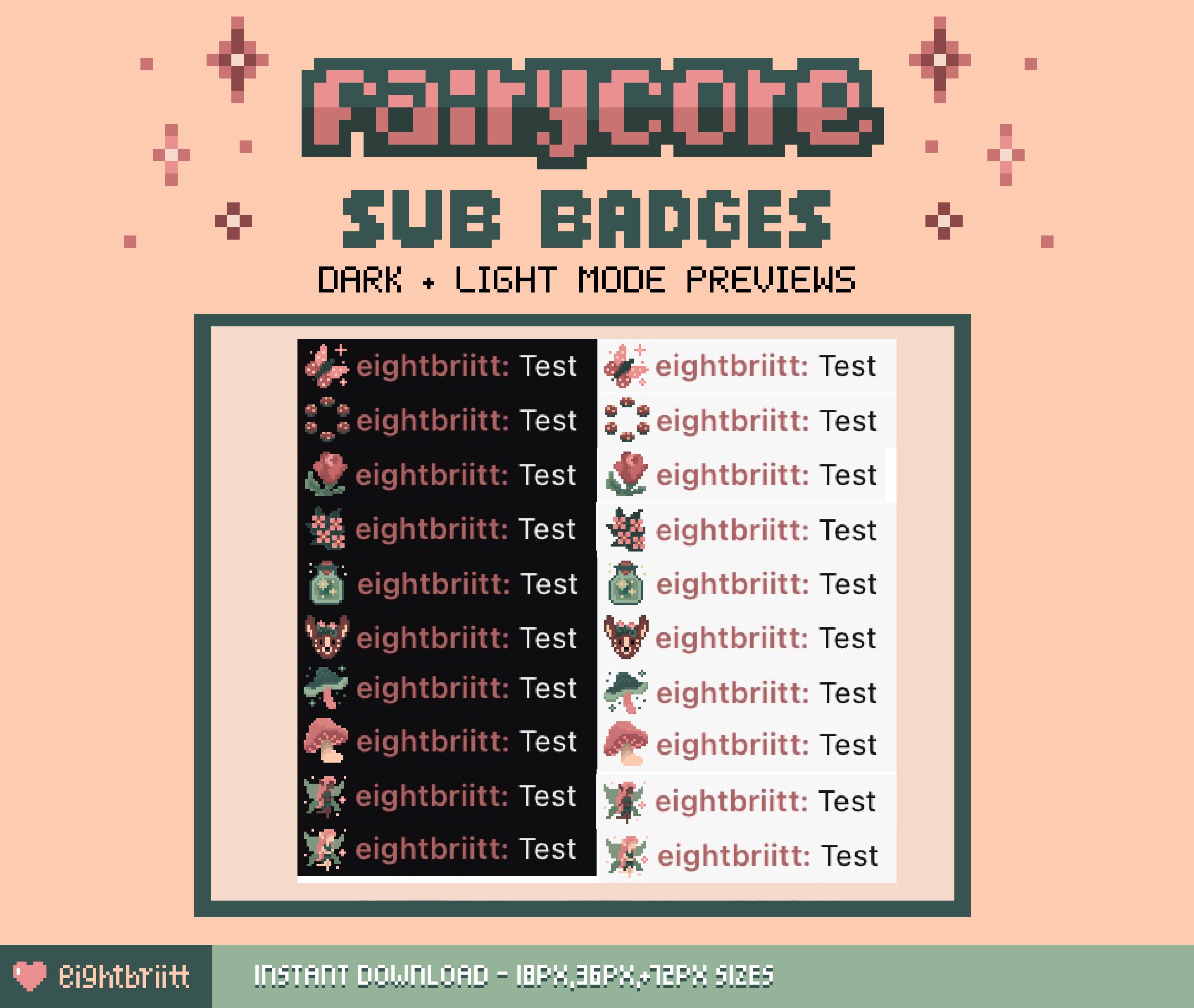 Twitch Sub Bit Badges / Pixel Fairycore / 8-bit Badges / Twitch ...