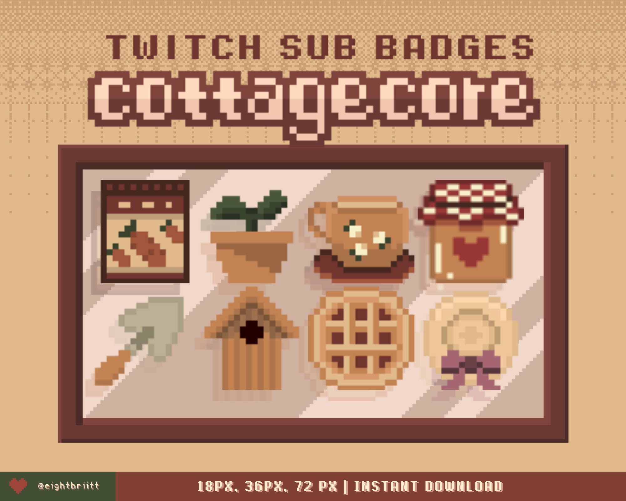 Twitch Sub Bit Badges / Pixel Cottagecore / 8-bit Badges / Twitch ...