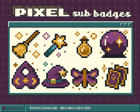 Twitch Sub Bit Badges / Pixel Witch / 8-bit Badges / Twitch - Etsy Canada