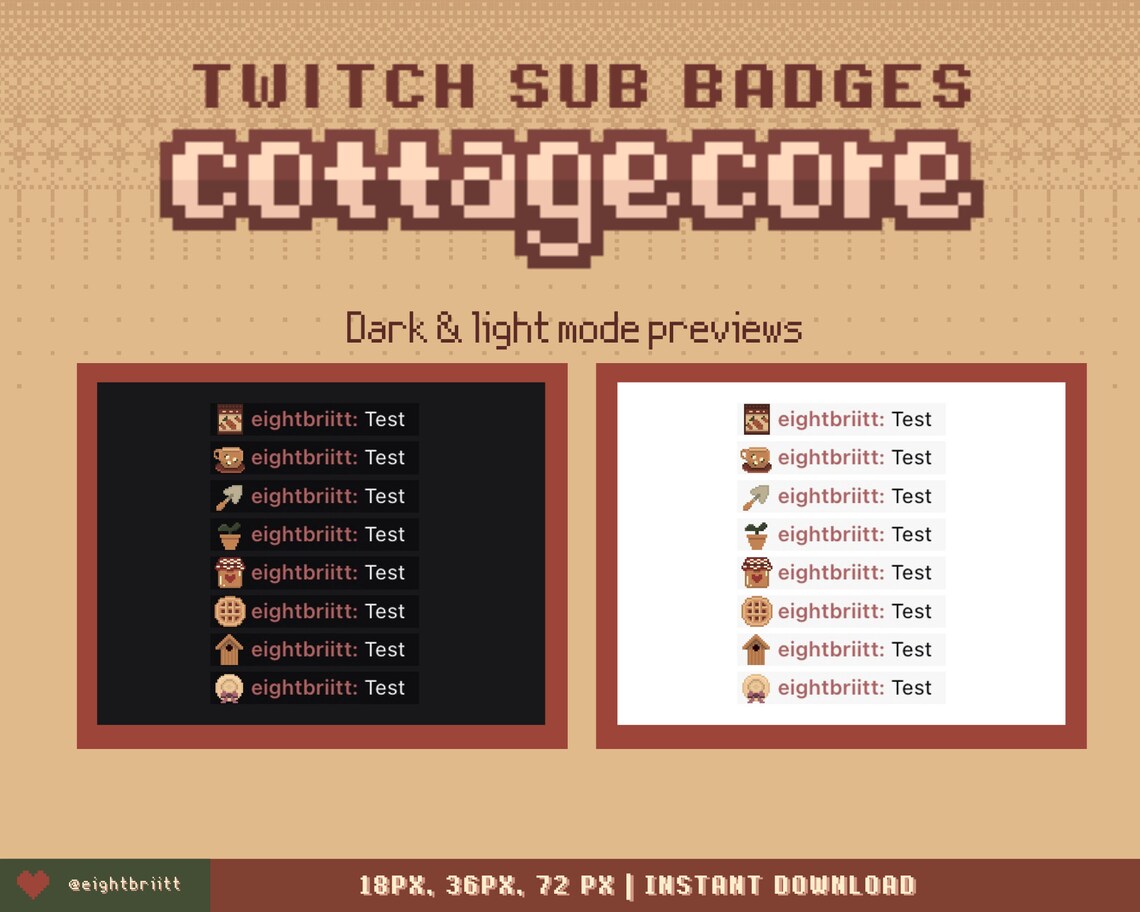 Twitch Sub Bit Badges / Pixel Cottagecore / 8-bit Badges / Twitch ...