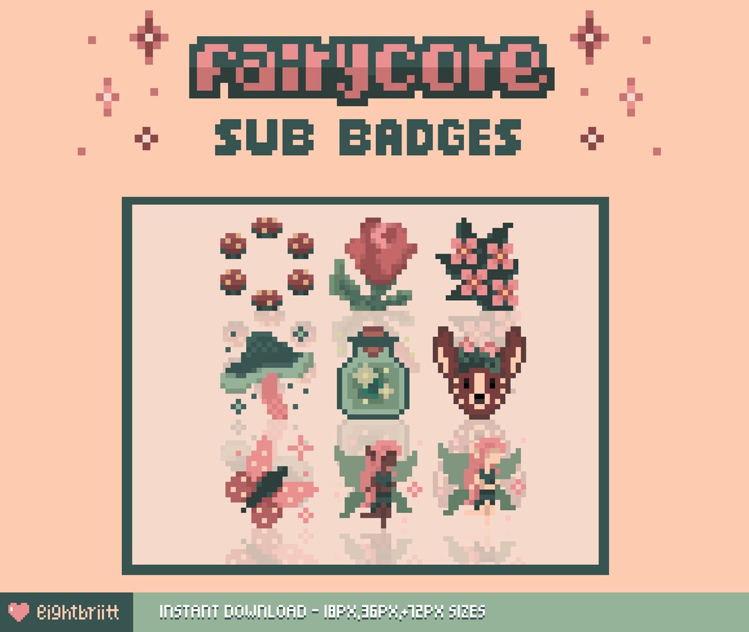 Twitch Sub Bit Badges / Pixel Fairycore / 8-bit Badges / Twitch ...