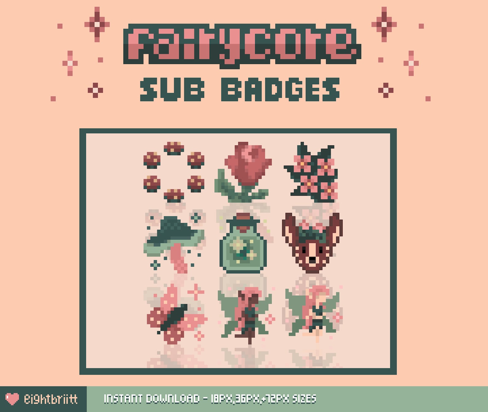 Twitch Sub Bit Badges / Pixel Fairycore / 8-bit Badges / Twitch ...