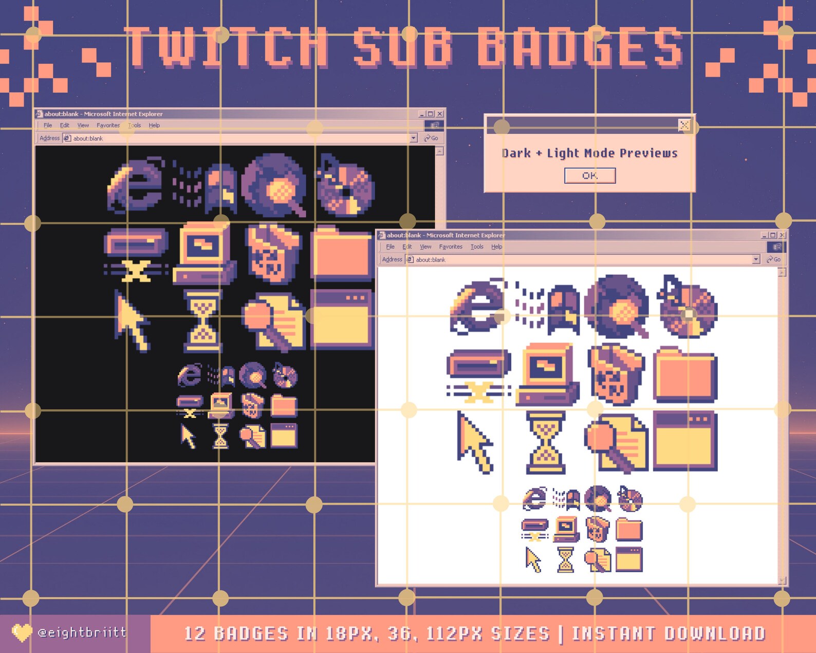 Vaporwave Twitch Sub Bit Badges / Pixel Windows 95 Aesthetic / 8-bit ...