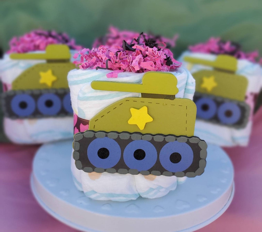 Military Tank Diaper Cakes: Baby Shower Centerpiece, Set of 4 - Etsy