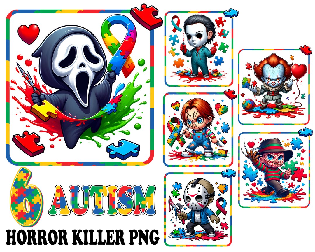 6 Autism Awareness Png Bundle, Autism Puzzle Png, Character Cartoon ...
