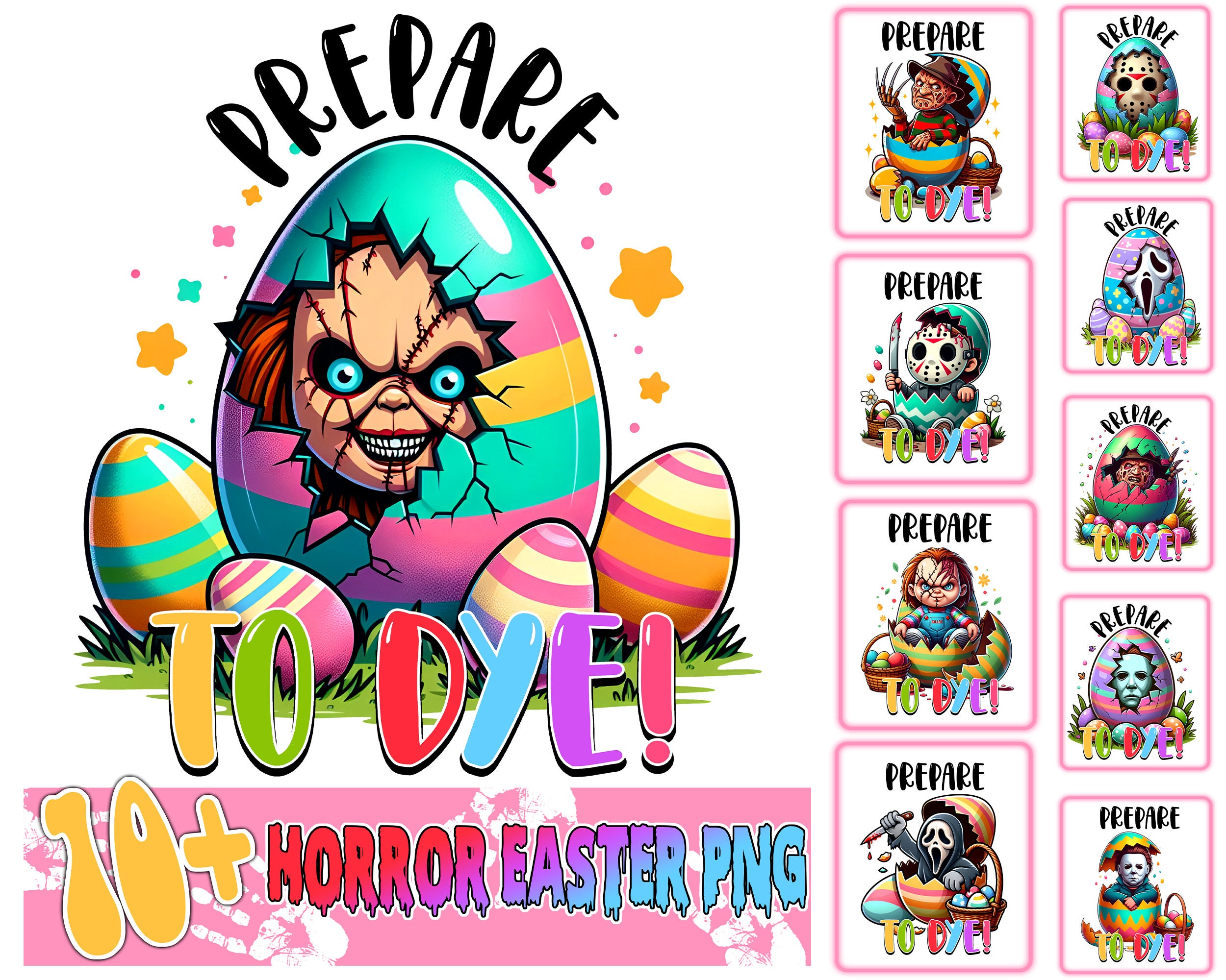 10 Easter Chibi Cartoon PNG Bundle, Easter Peeps PNG Bundle, Happy ...
