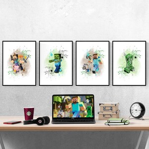 Minecraft Splash Watercolor Set of 4 Prints I Minecraft Prints I Kids ...