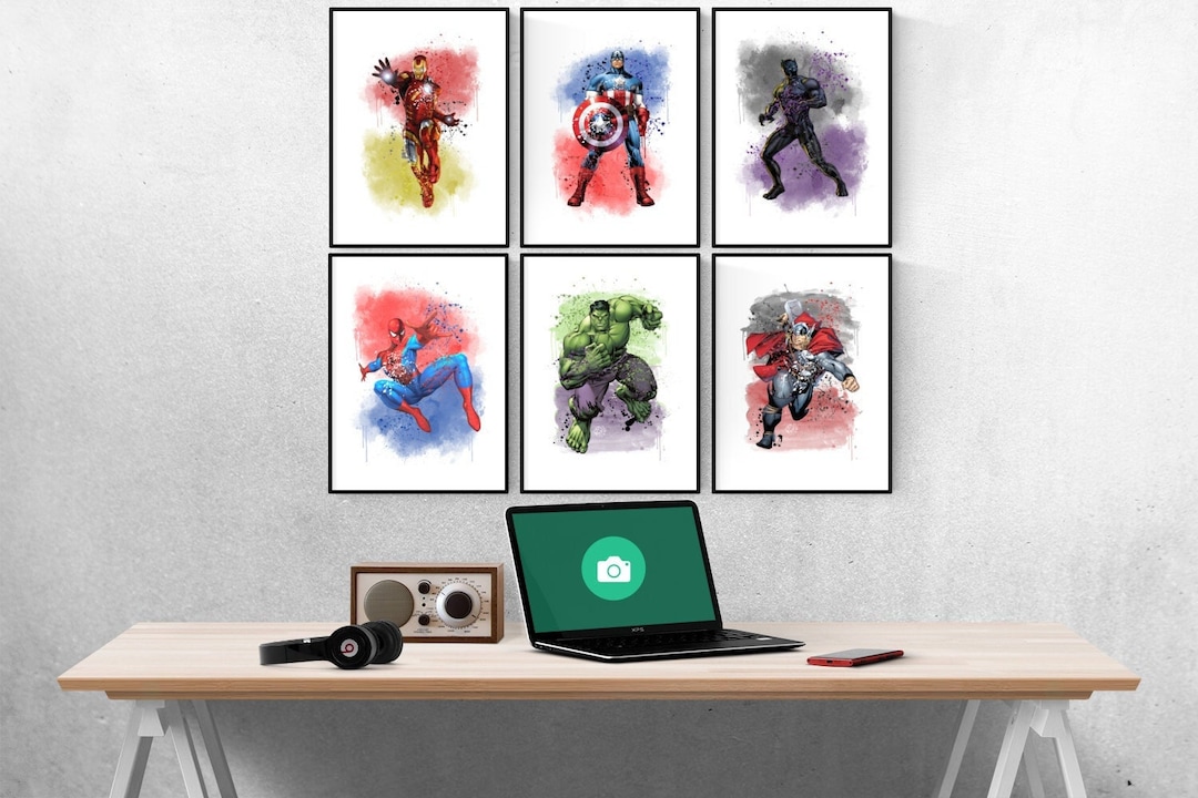 Marvel Avengers Superhero Watercolour Set of 6 Prints I Marvel Prints I ...