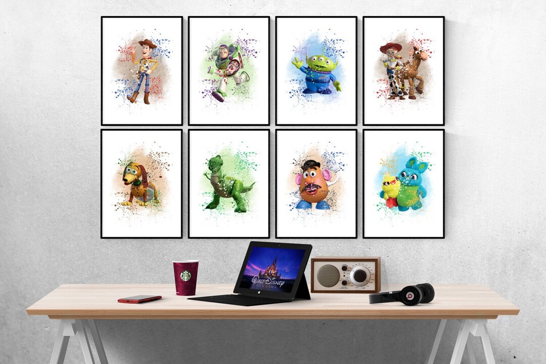 Disney Toy Story Mix & Match Watercolour Set of 8 Prints I Toy Story ...