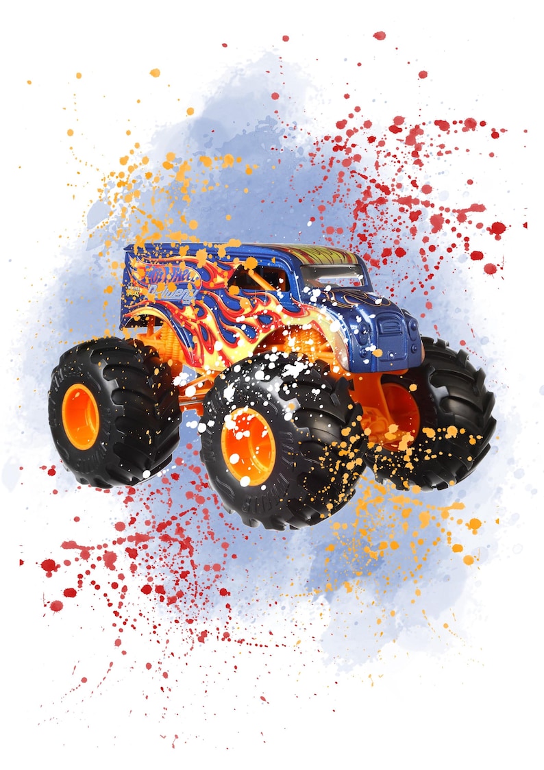 Monster Trucks 2nd Splash Watercolour Set of 4 Prints I Monster Truck ...