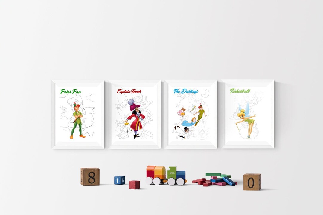 Disney Peter Pan Drawing Set of 4 Prints I Disney Prints I Disney ...