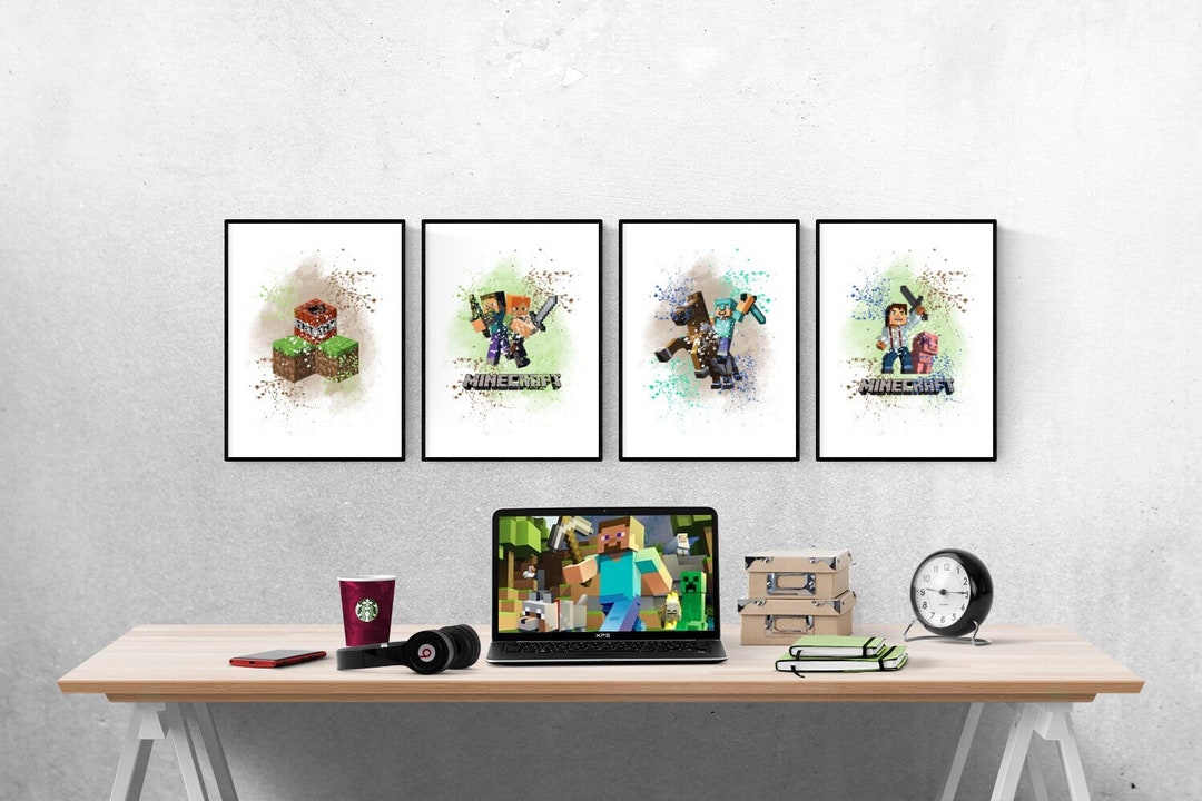 Minecraft Gaming Splash Watercolor Set of 4 Prints I Minecraft Prints I ...