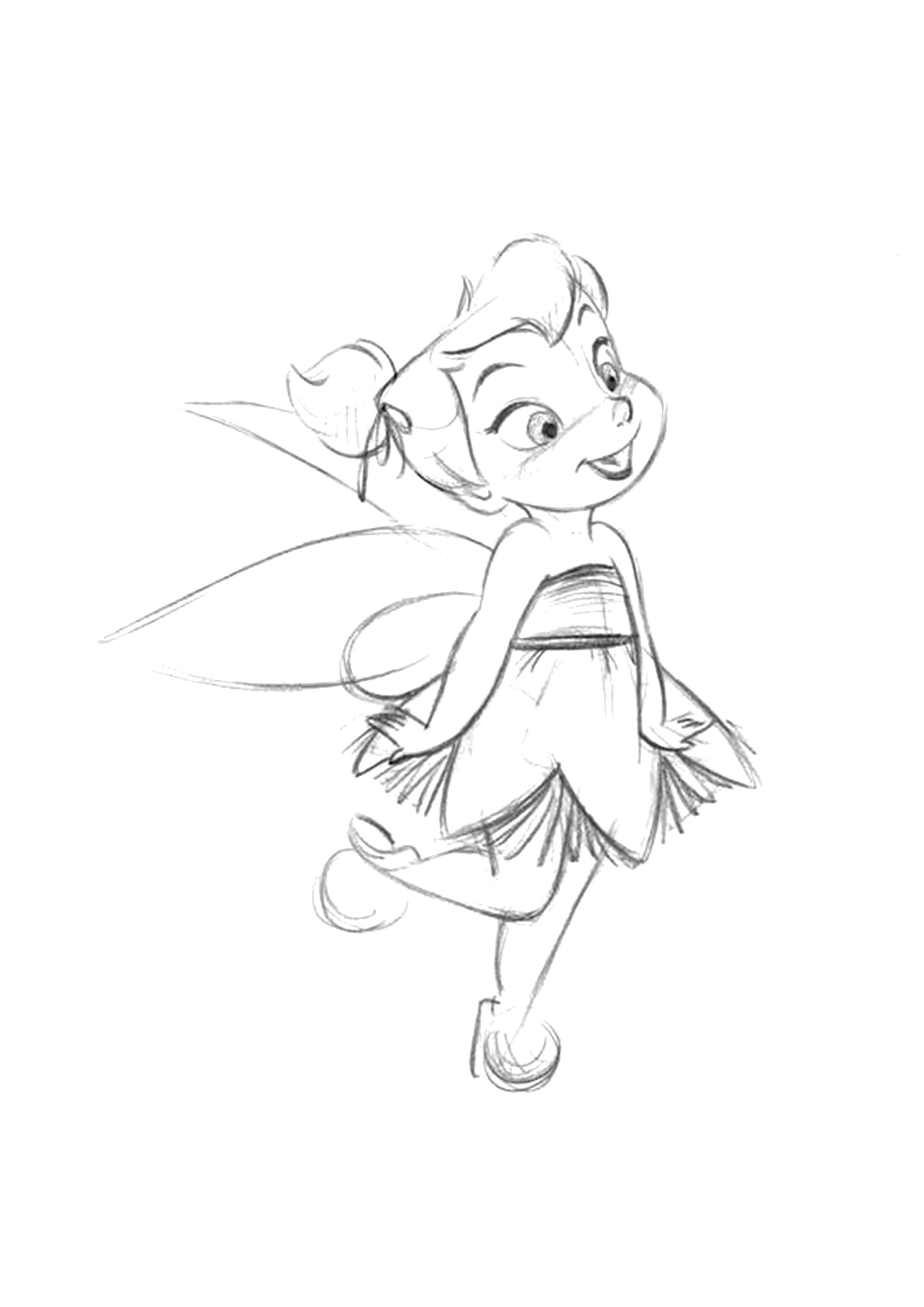 Disney Tinkerbell Drawing Sketch Set of 3 Prints I Disney Prints I ...