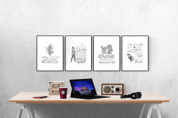 Disney & Pixar Film Quote Watercolour Set of 4 Prints I Disney - Etsy