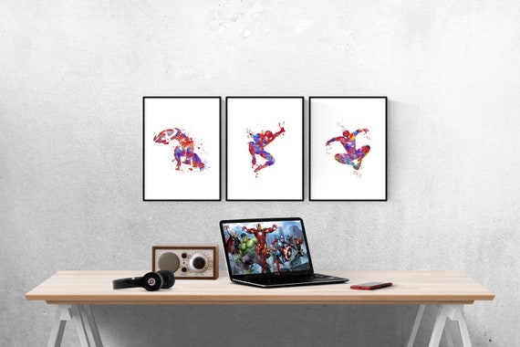 Marvel Spiderman Watercolour Set of 3 Prints I Marvel Prints I - Etsy