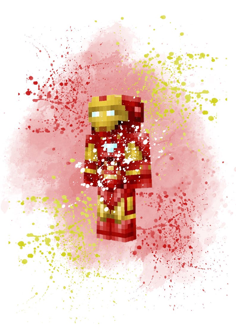 Minecraft Marvel Splash Watercolor Set of 4 Prints I Minecraft Prints I ...