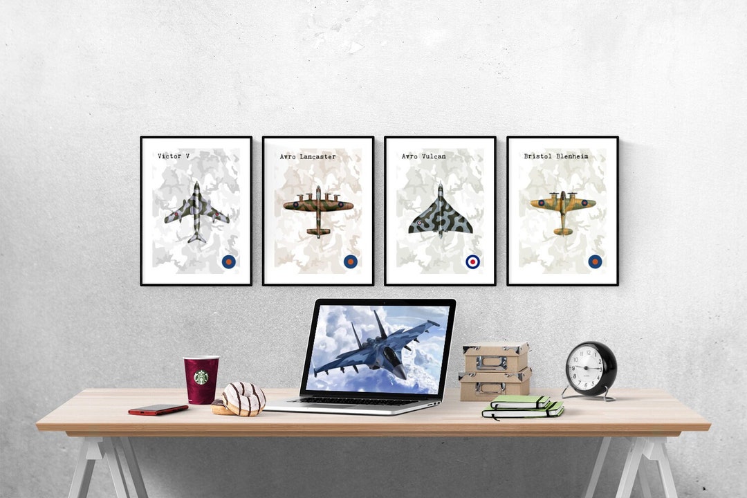 RAF Bomber Set of 4 Prints I Airforce I Spitfire I Plane Prints I ...