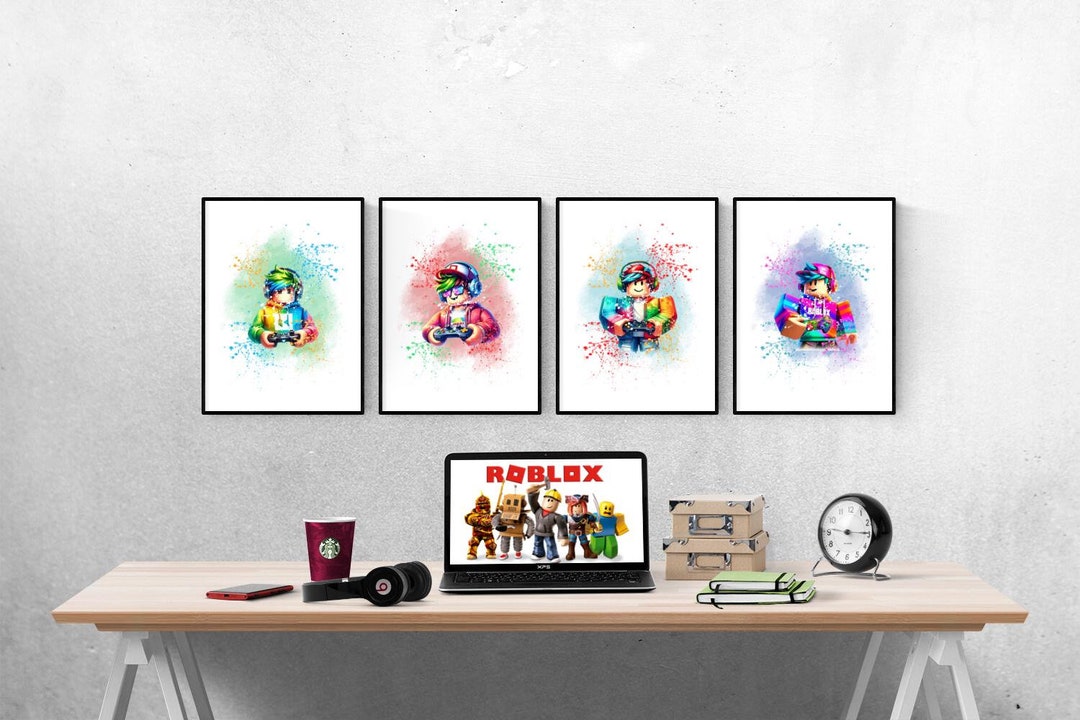 Roblox Gaming Splash Watercolour Set of 4 Prints I Roblox Prints I Kids ...