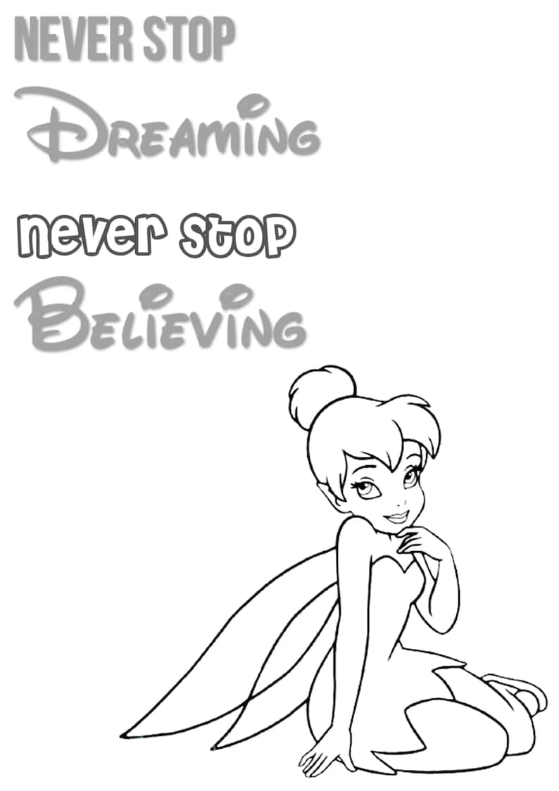 Disney Tinkerbell Quote Watercolour Set of 4 Prints I Disney Prints I ...