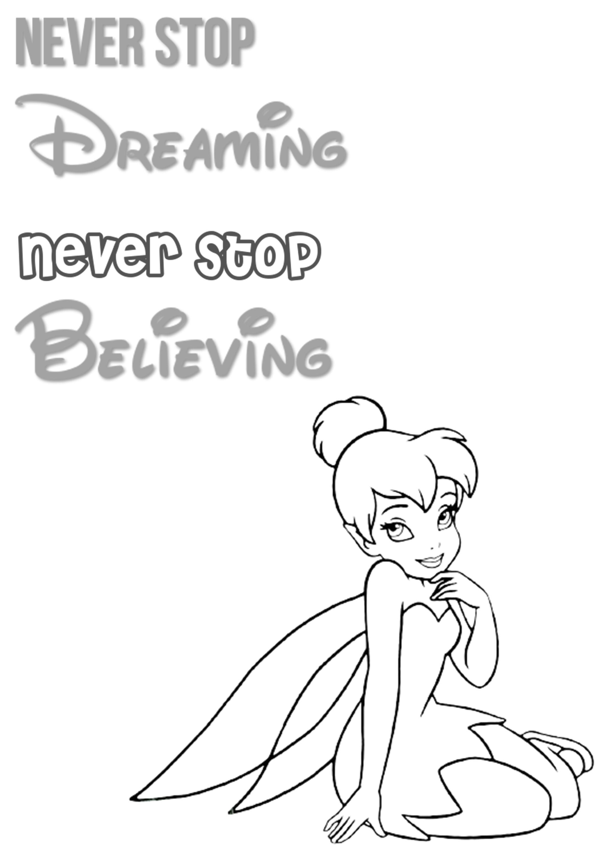 Disney Tinkerbell Quote Watercolour Set Of 4 Prints I Disney Prints I