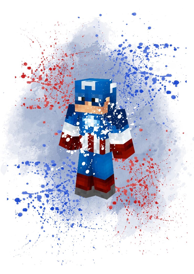 Minecraft Marvel Splash Watercolor Set of 4 Prints I Minecraft Prints I ...