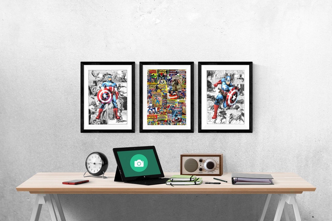 Marvel Captain America Comic Strip Set of 3 Prints I Avengers I Marvel ...
