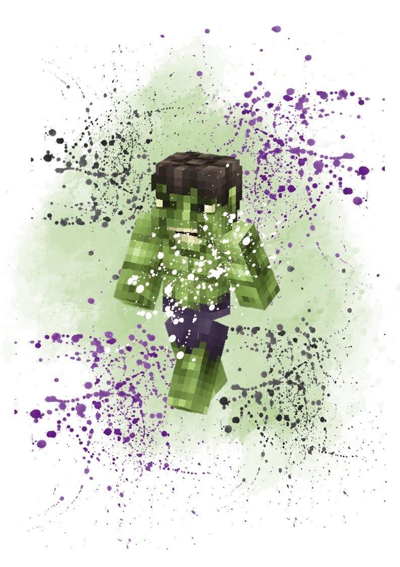 Minecraft Marvel Splash Watercolor Set of 4 Prints I Minecraft Prints I ...